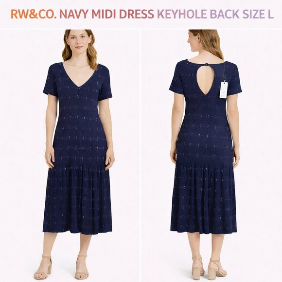 RW&CO. | Dresses | Rwco Navy Blue Midi Dress | Poshmark